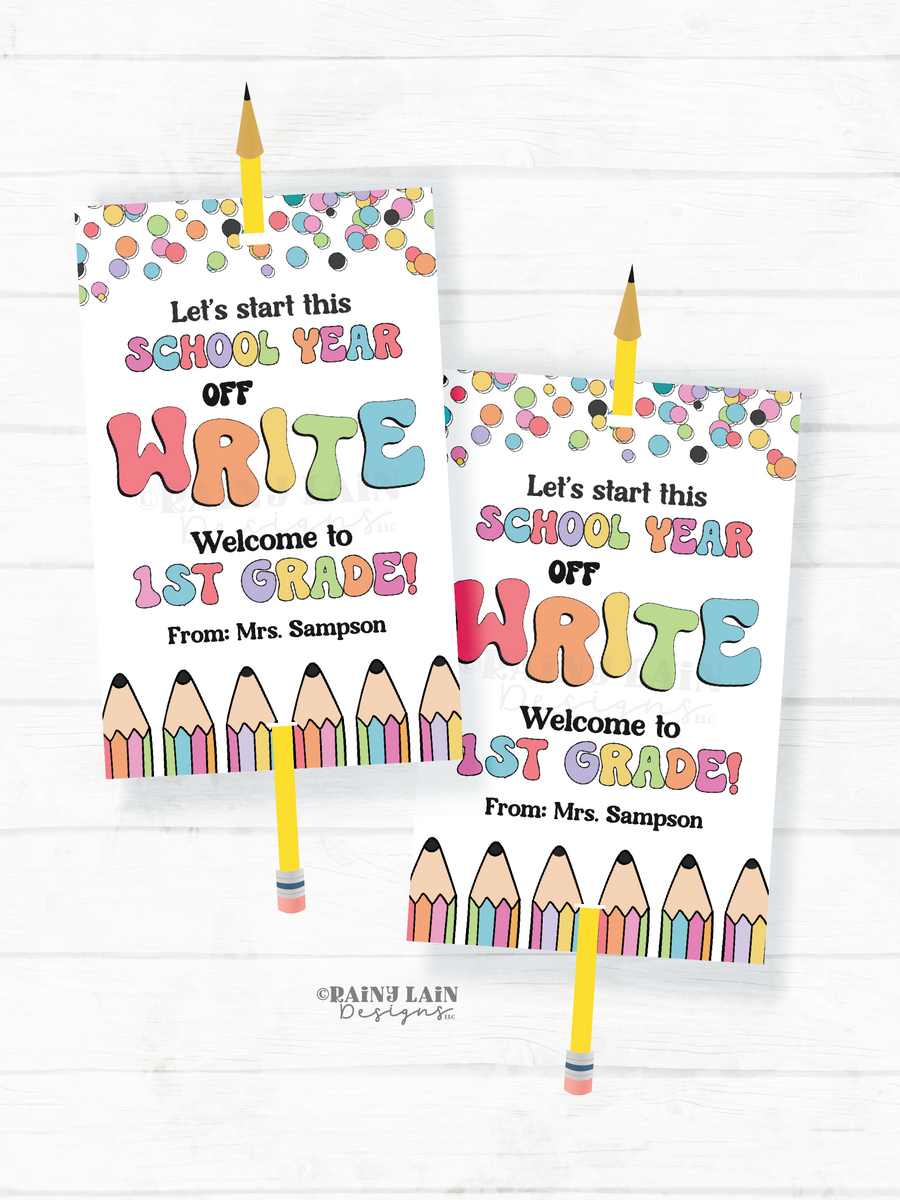 Start this School Year off WRITE Tag, Back to School Gift Tags Pencils ...