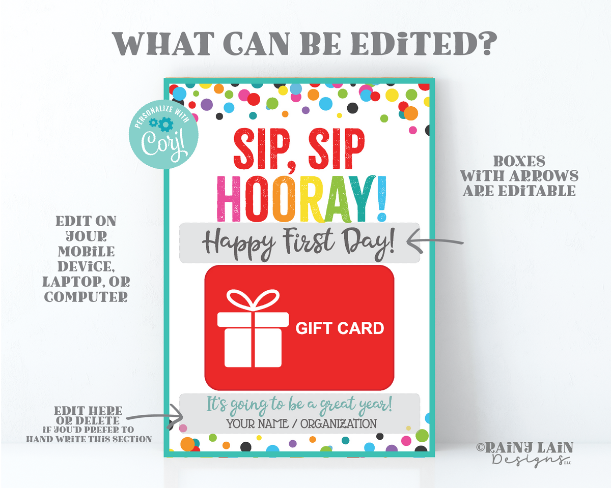 Sip Sip Hooray Gift Card Holder First Day of School Giftcard From Grou ...