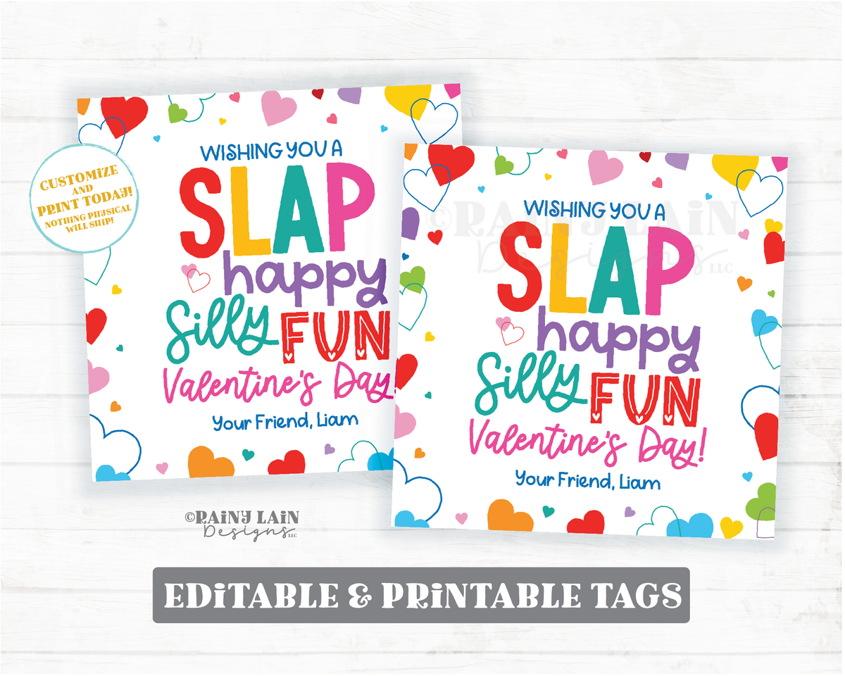 Slap Bracelet Valentine, Slap Happy Silly Fun Valentine's Day Gift Tag ...