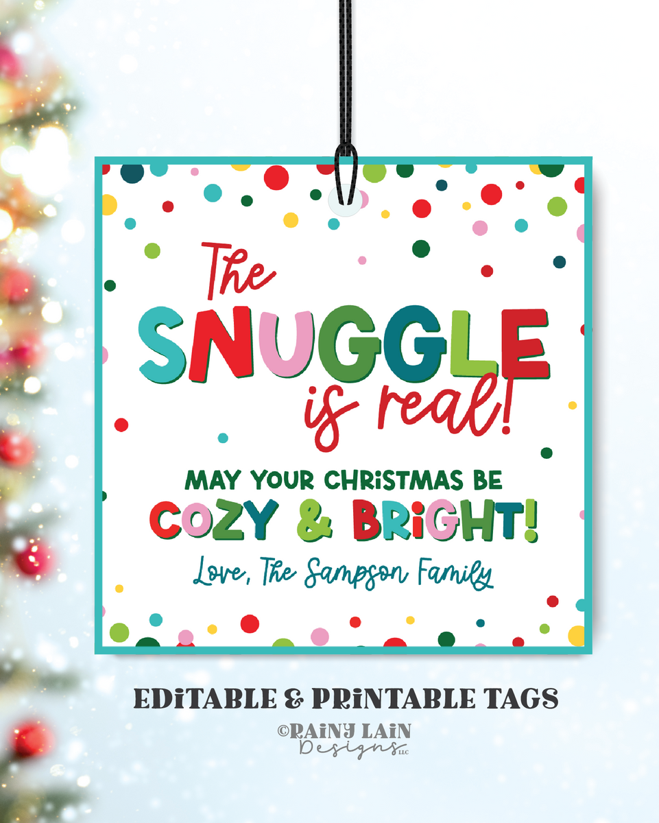 The Snuggle is Real Christmas Gift Tags, Blanket Throw Mittens, Office ...