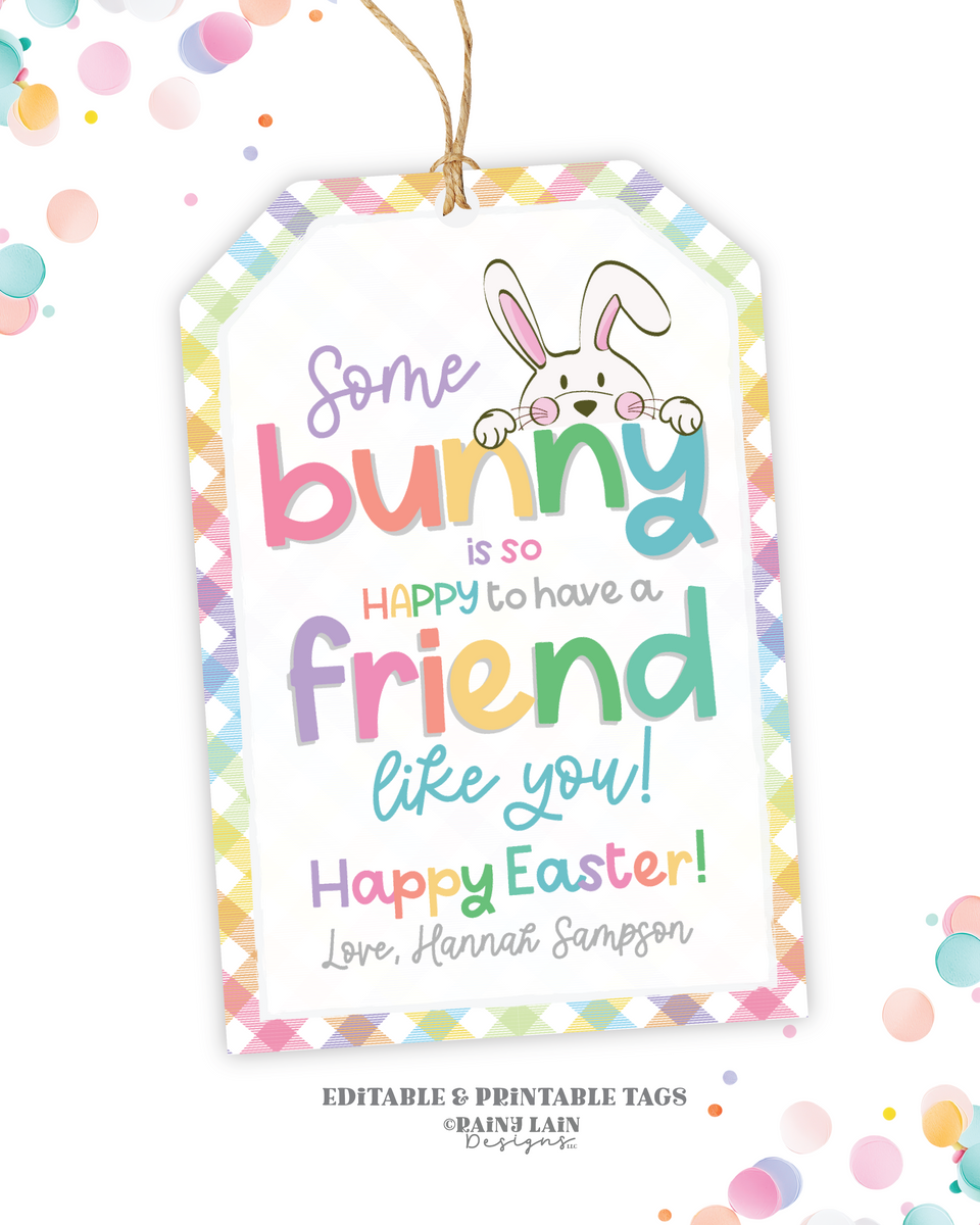 Editable Easter Bunny Tags, Spring Classroom Gift Tag, School Favor Ta ...