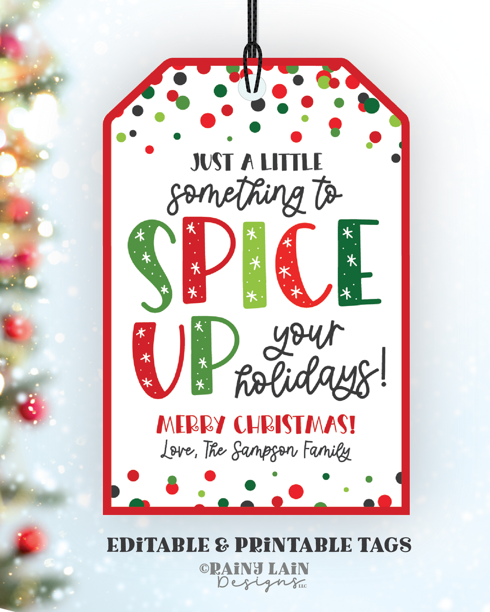 Spice Up Your Holiday Tag, Editable Christmas Gift Template, Seasoning ...