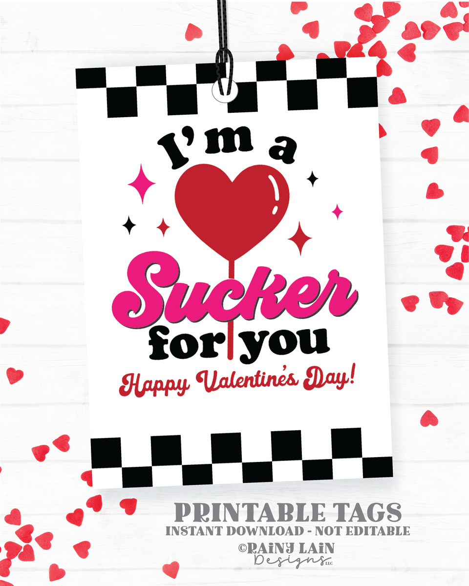 Sucker Valentines, Lollipop Tag Valentine's Day Lollipop Gift Tag, Pri ...
