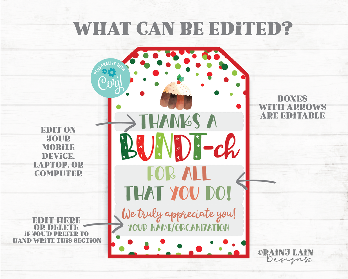 Thanks a Bundtch Christmas Tag We appreciate you Bundt-ch Bundt Cake G ...