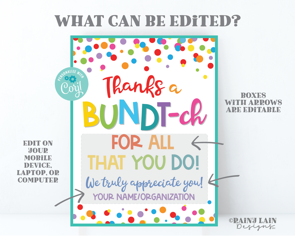 Thanks a Bundtch Sign, We appreciate you Bundt-ch Bundt Cake, Employee ...