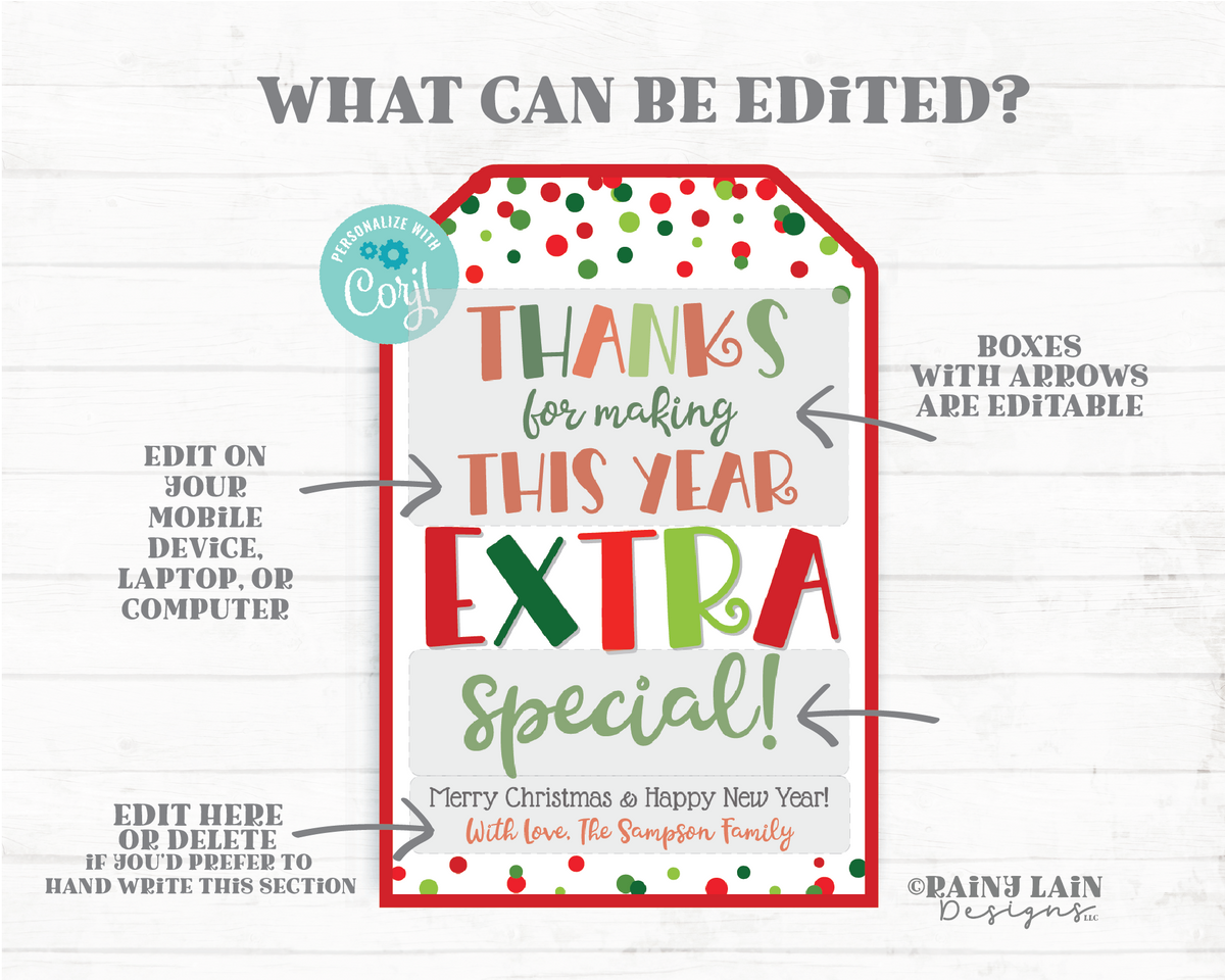 Thanks for Making This Year Extra Special Tag Christmas Party Favor Ta ...