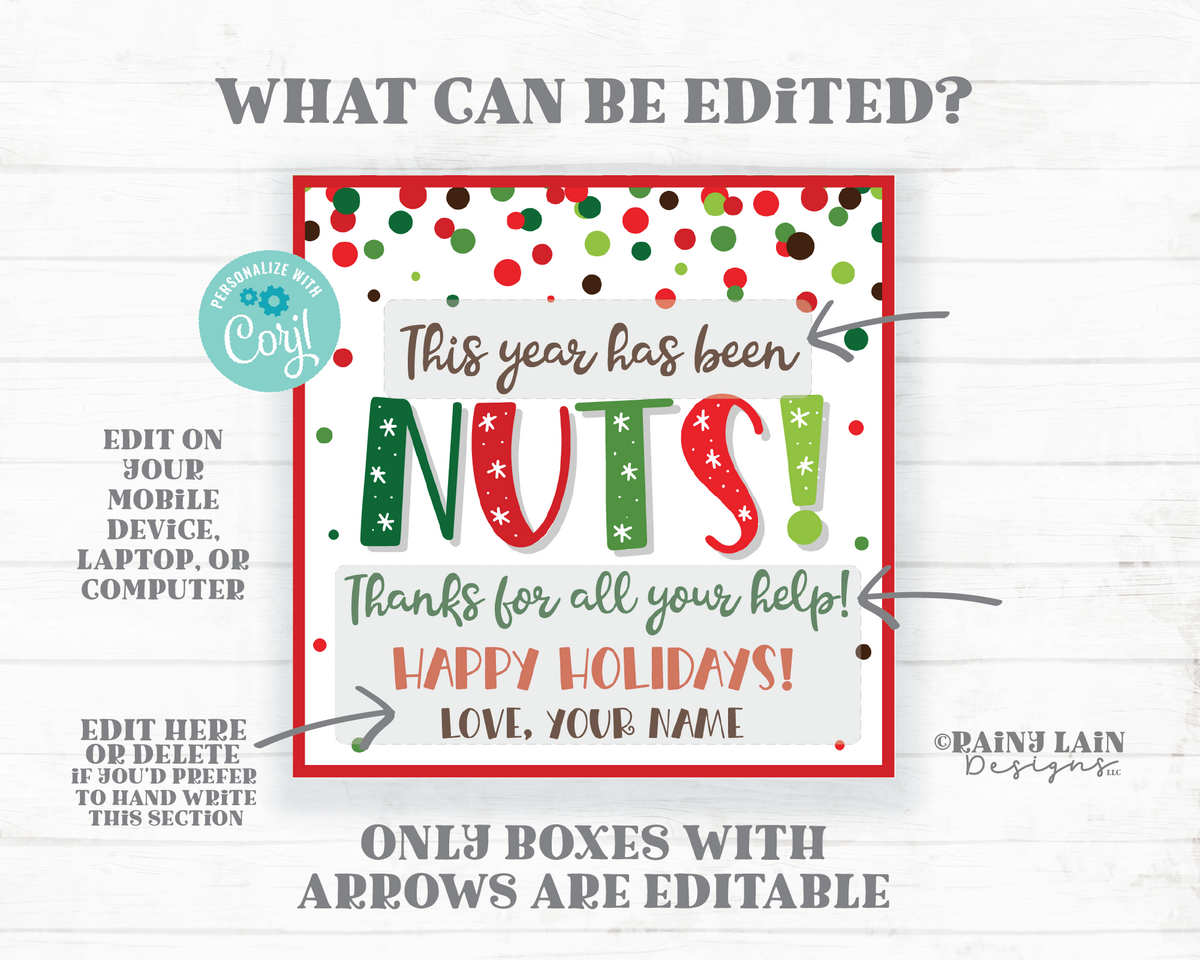 Nuts Gift Tag This Year Has Been Nuts Thanks for your Help Christmas H ...