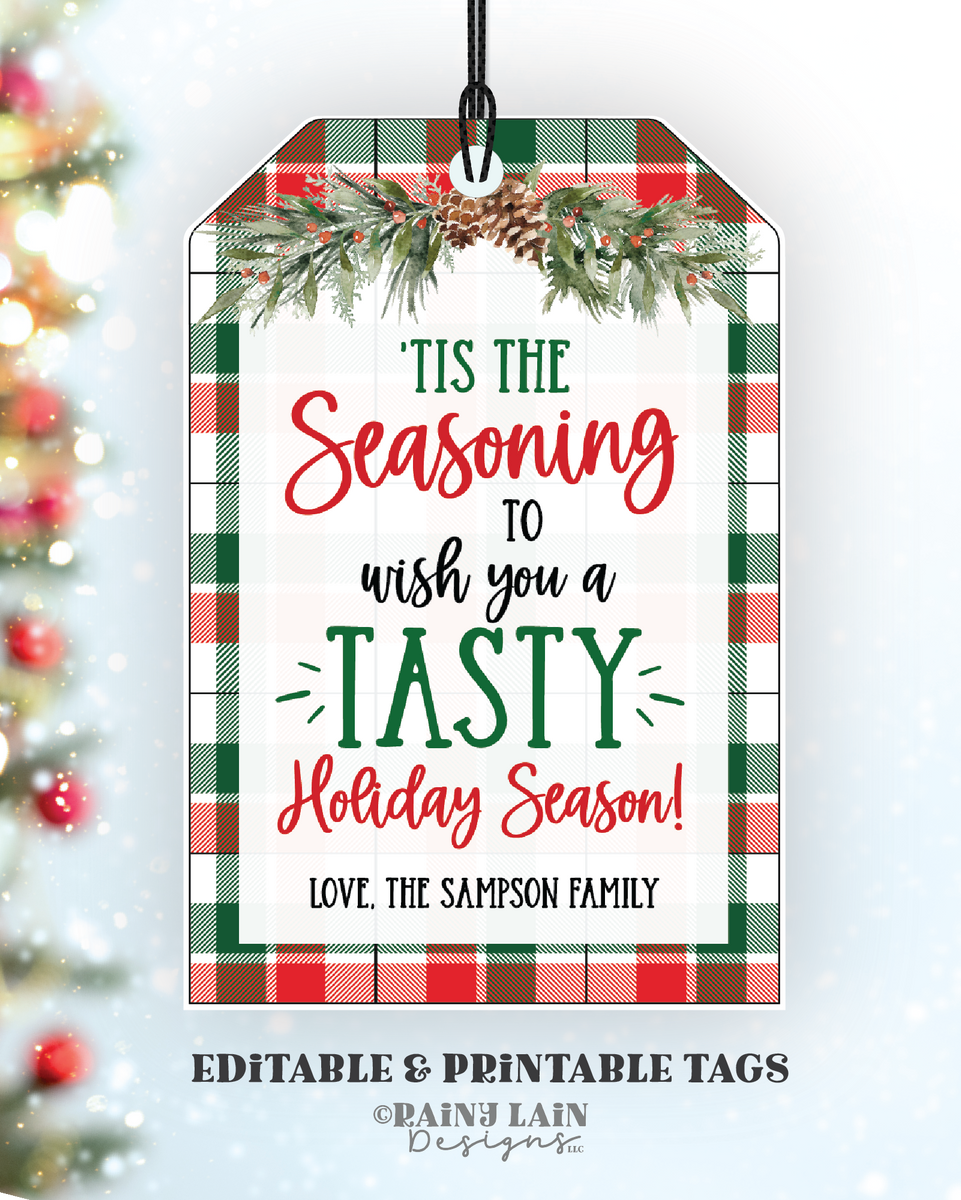 Editable Tis The Seasoning Tag, Printable Christmas Gift, Holiday Cook ...