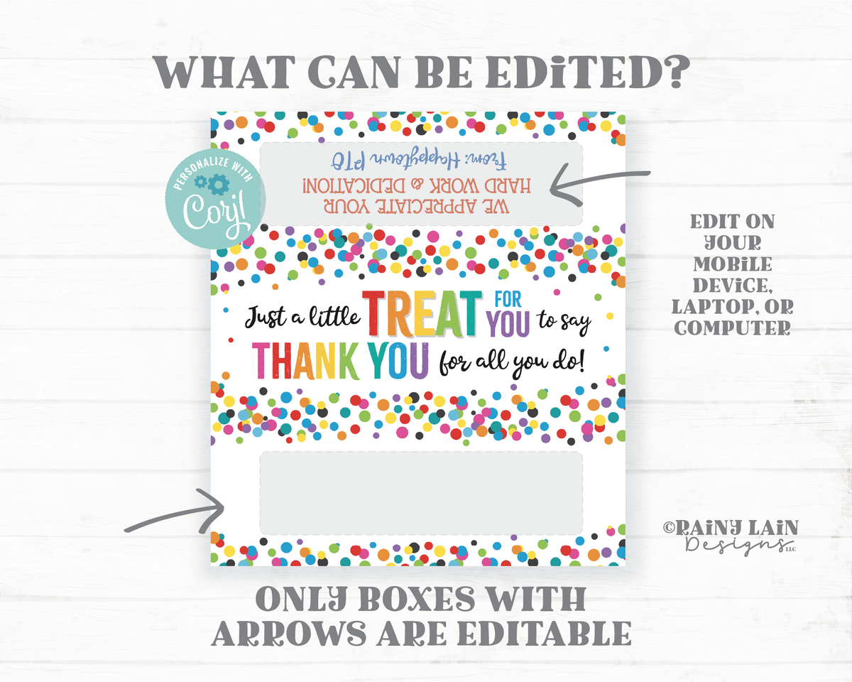 Printable Candy Bar Wrapper, Teacher Appreciation Candy Bar Wrapper, P ...