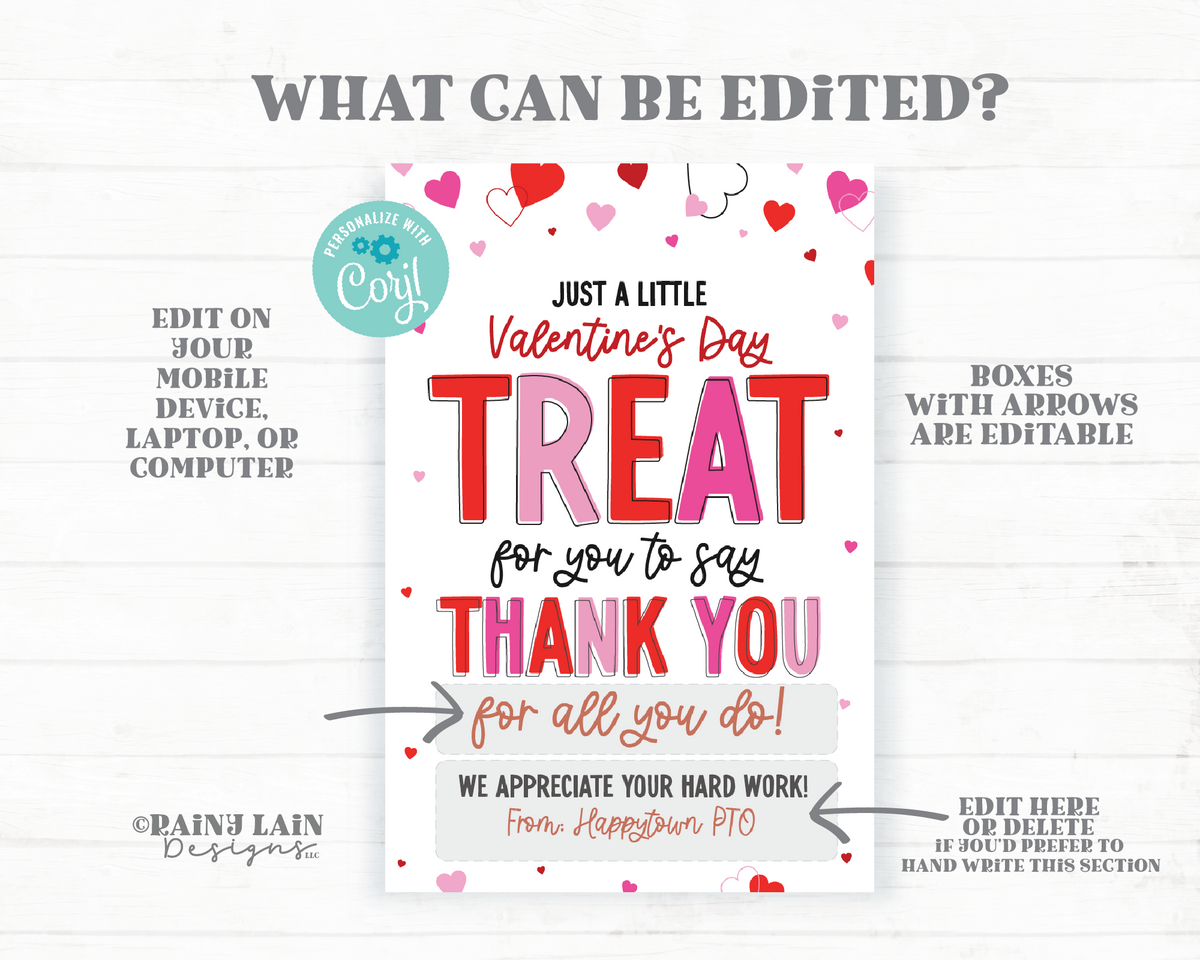 Valentine's Day Gift Tag, Sweet Treat, Teacher Appreciation Valentine ...