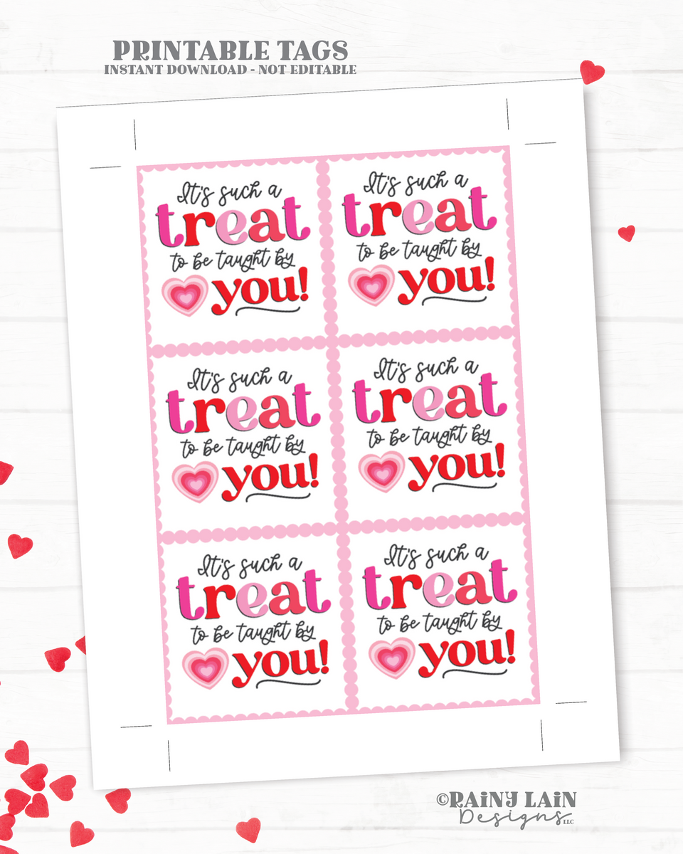 Valentine's Day Treat Tags Downloadable, Valentine Appreciate, Teacher ...