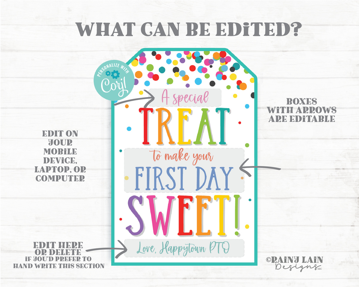 Back to School Gift Tag Treat to Make your First Day Sweet Welcome Bac ...
