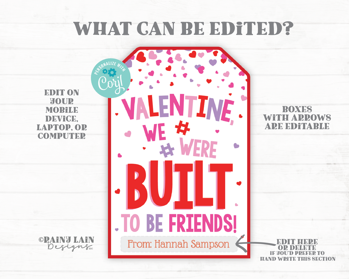 Valentine We Were Built to be Friend Tag Building Blocks Puzzle Piece ...