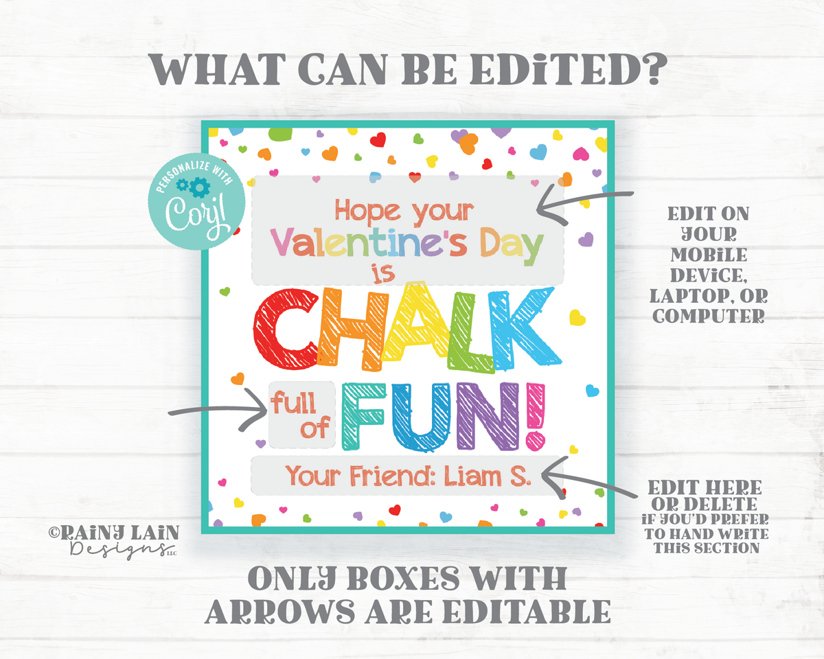 Chalk Valentine, Sidewalk Chalk Gift Tag Homemade Chalk Hearts, full o ...