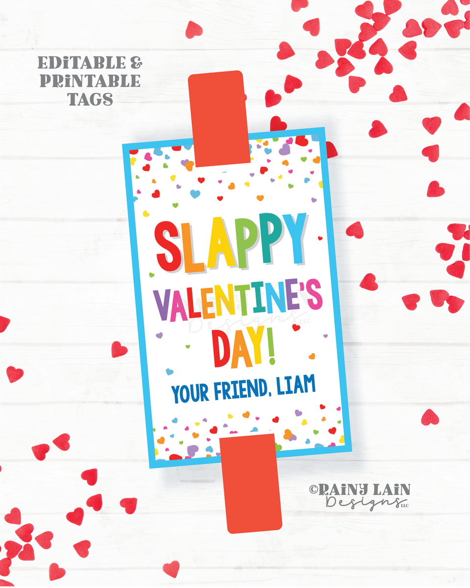 Slap Bracelet Valentine Slappy Valentine's Day Tag Slappy Valentine Pr ...