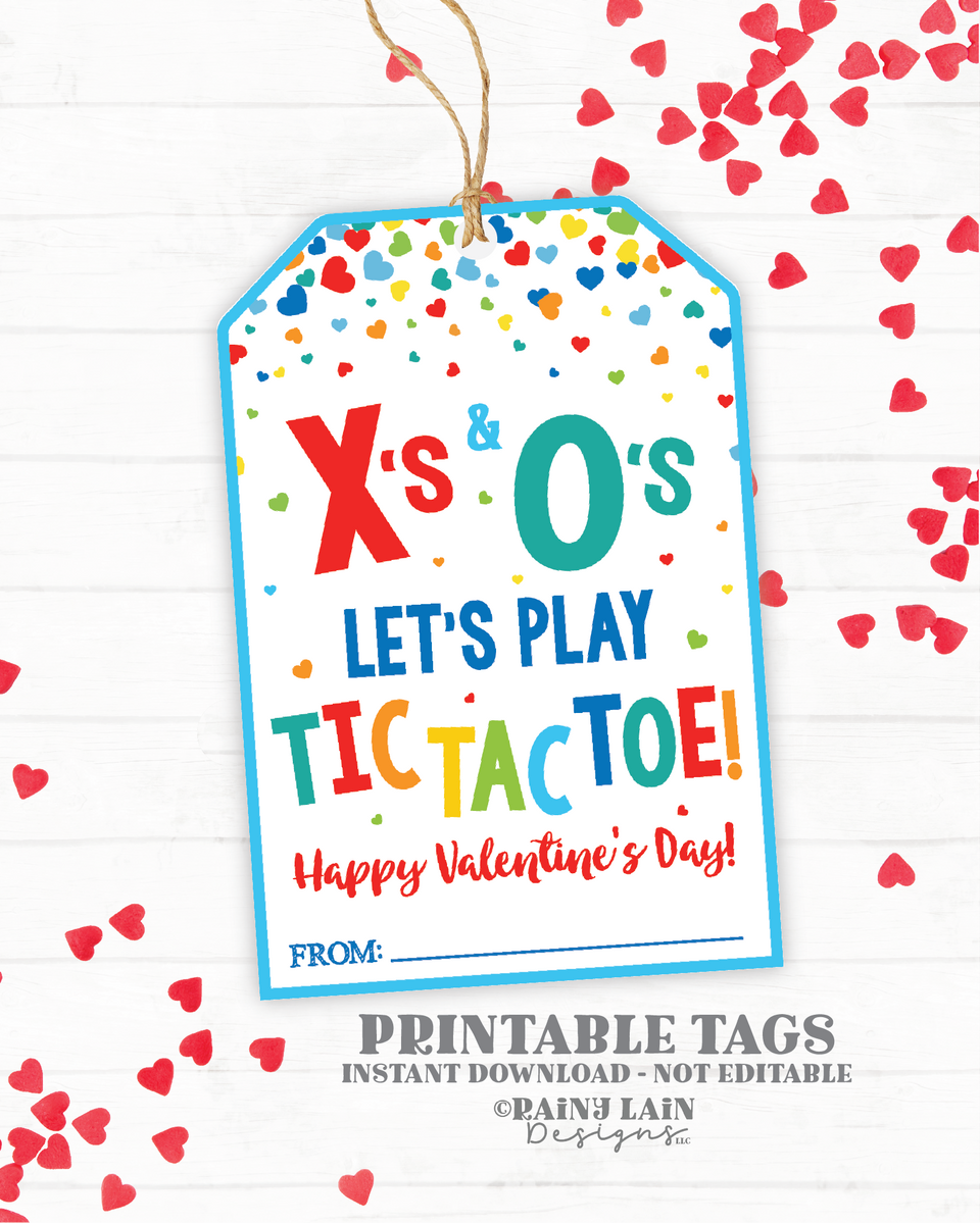 Xs and Os Valentine, Tic-Tac-Toe Valentine, Tic Tac Toe Valentine Tag ...