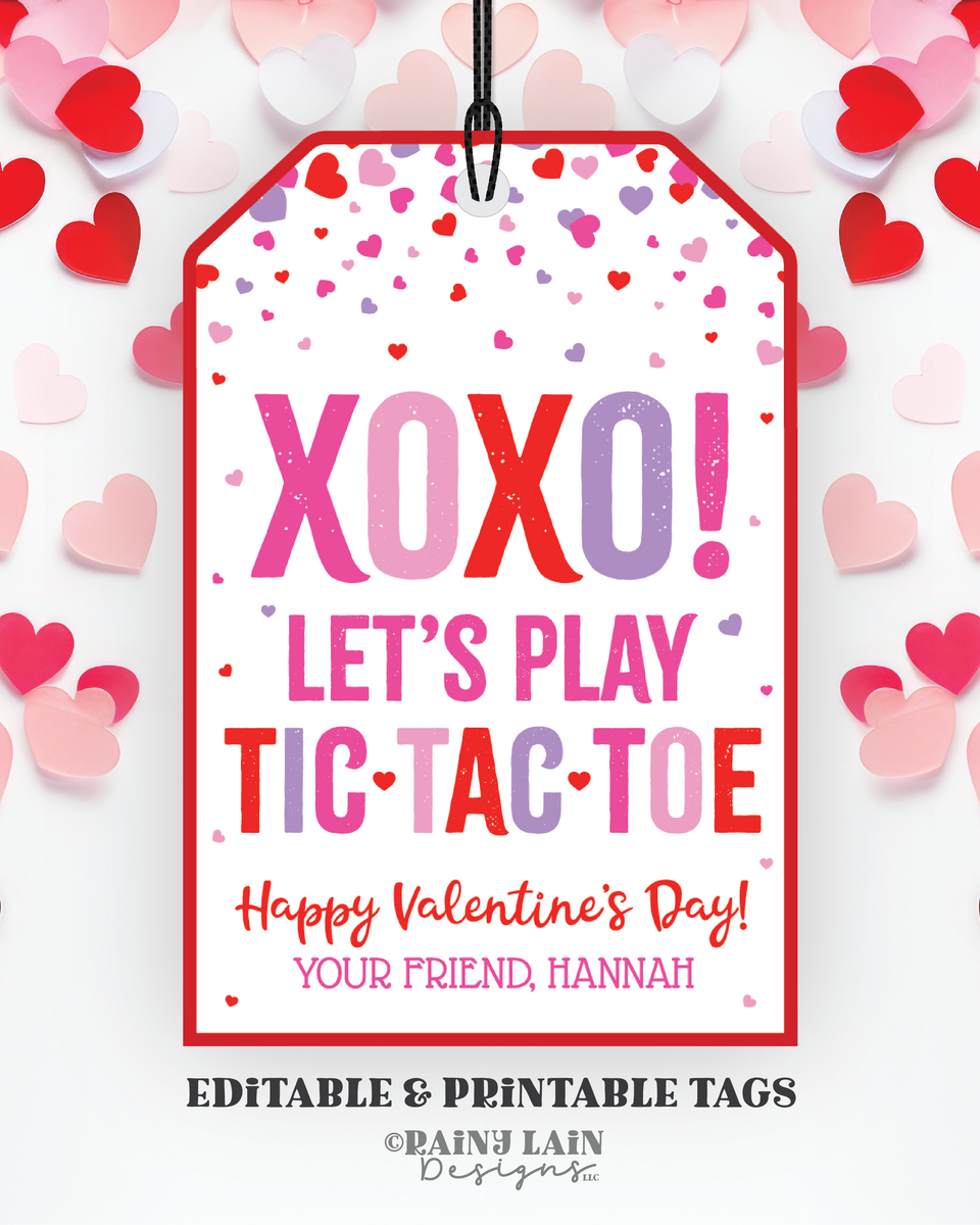 Tic-Tac-Toe Valentines, Valentine's Day Classroom Exchange Gift Tags ...
