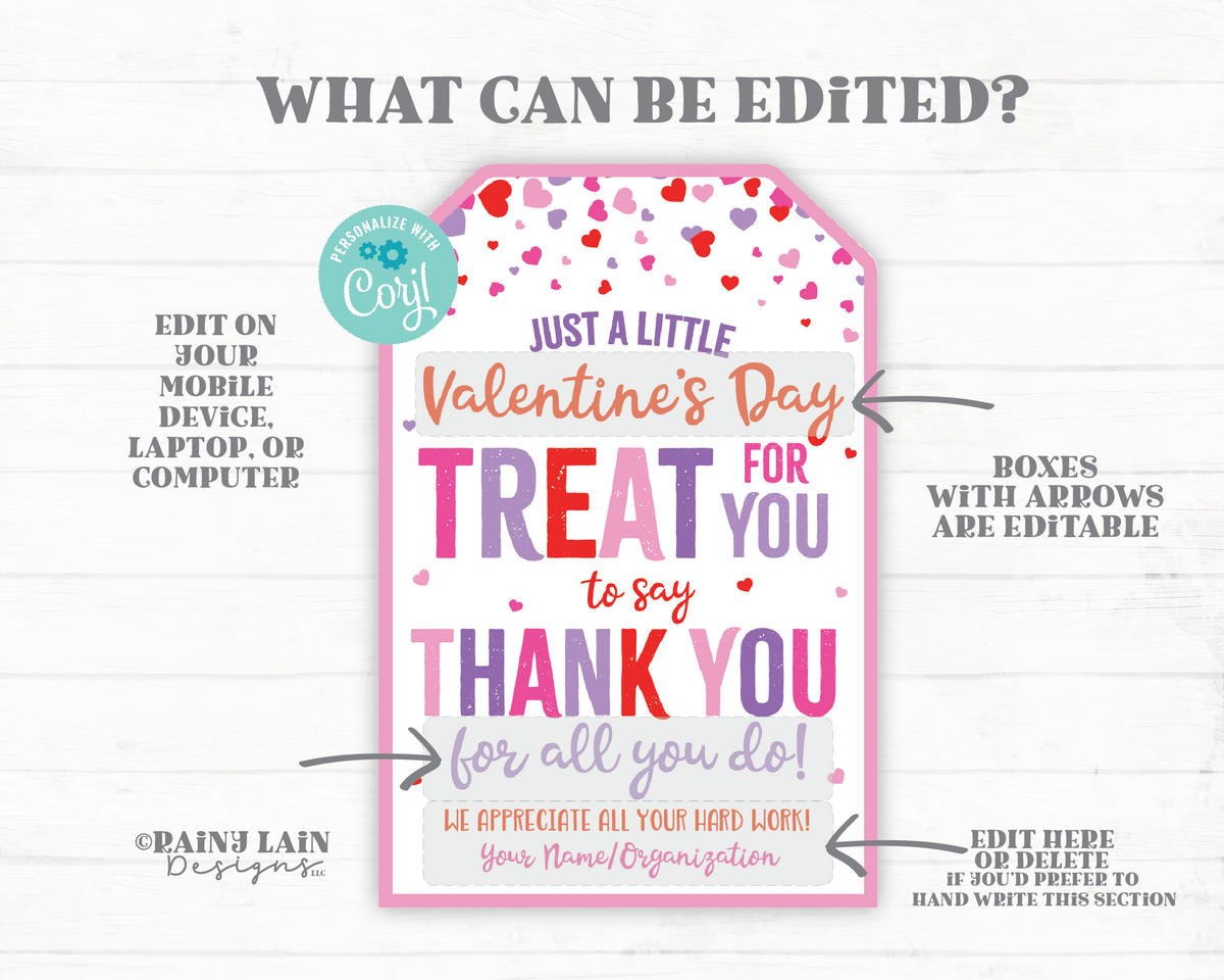 Valentine's Day Treat Tag Valentine Appreciation Gift Tags Favor Kids ...