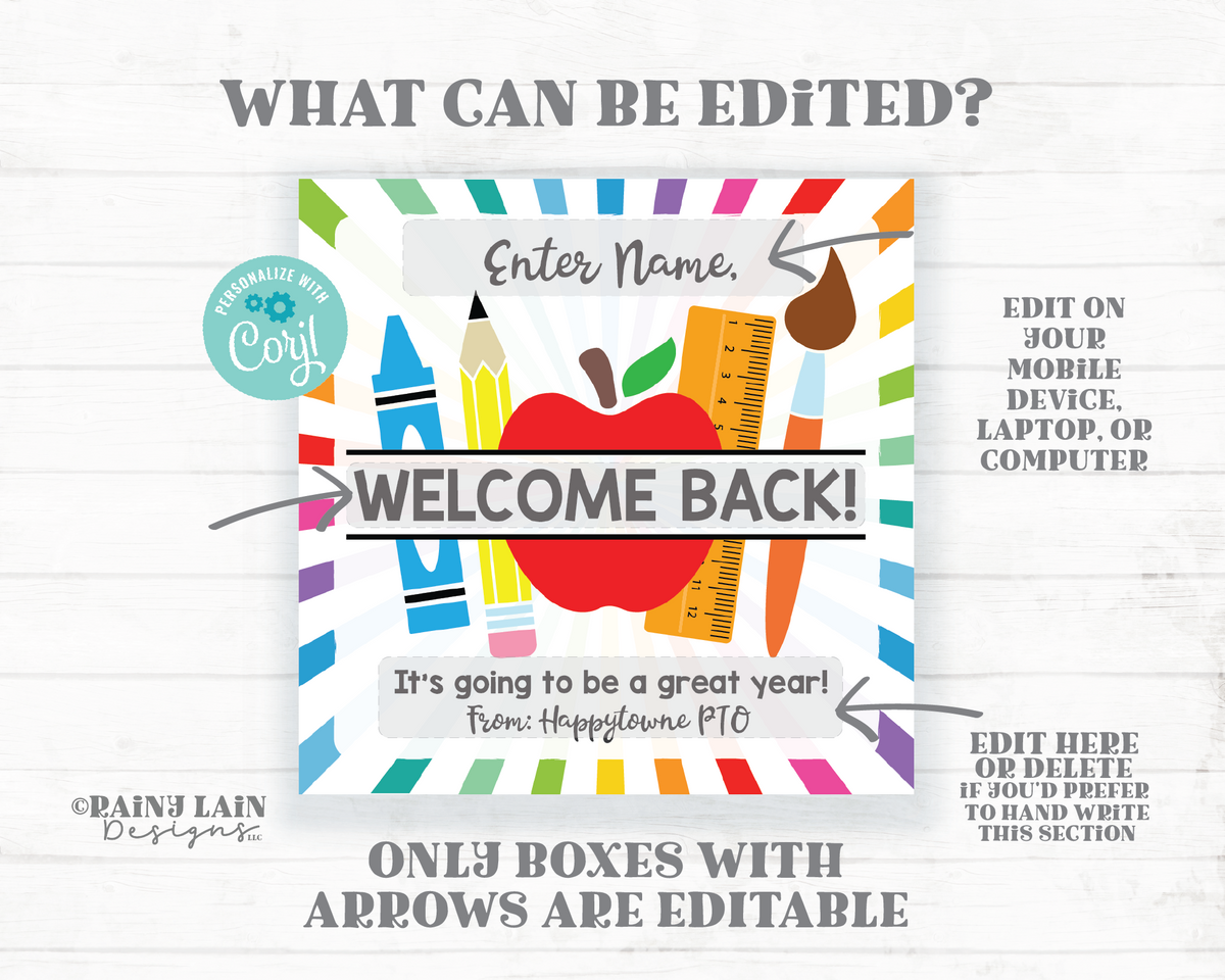 Welcome Back to School Gift Tag First Day of School Teacher Staff Prin ...