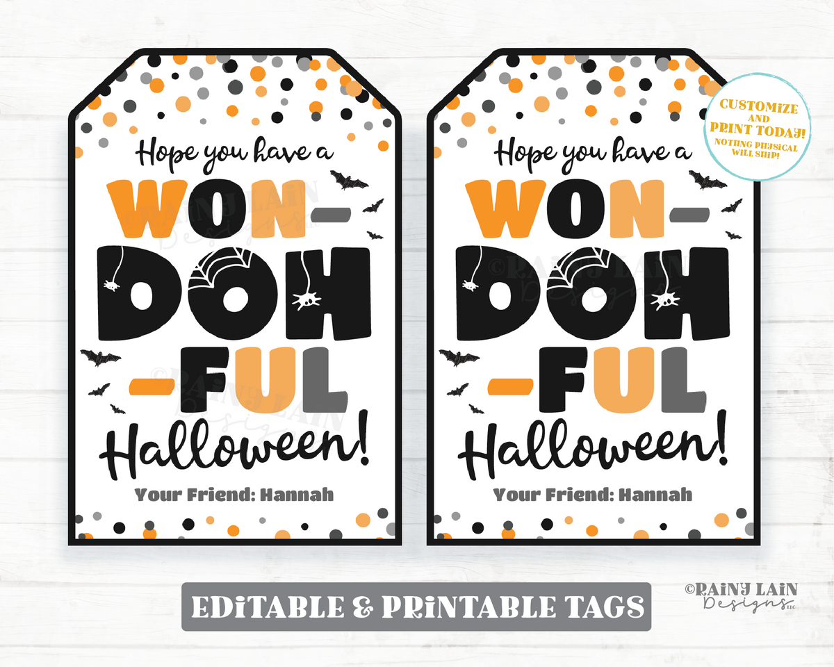 WonDOHful Halloween Tag Play dough Playdough Editable Halloween Gift D ...