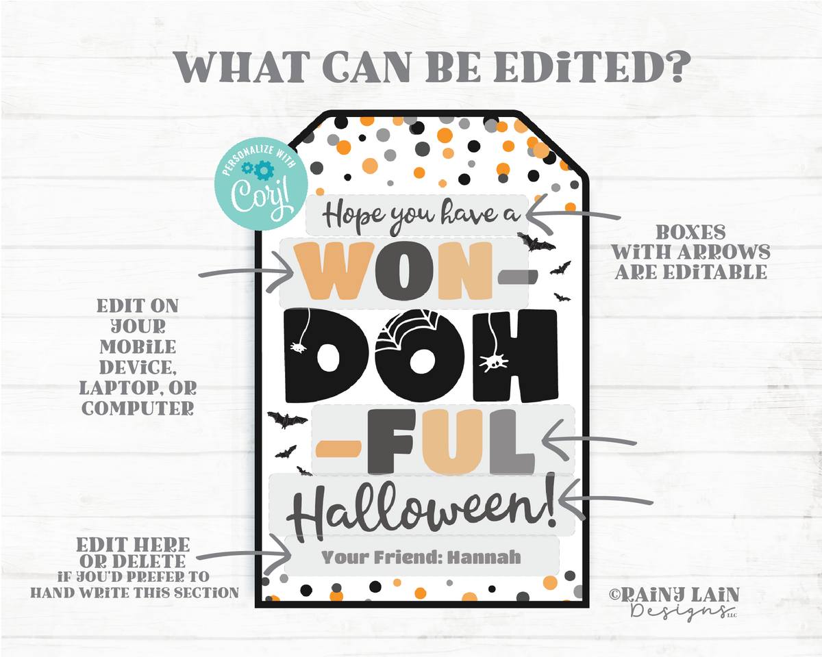 WonDOHful Halloween Tag Play dough Playdough Editable Halloween Gift D ...