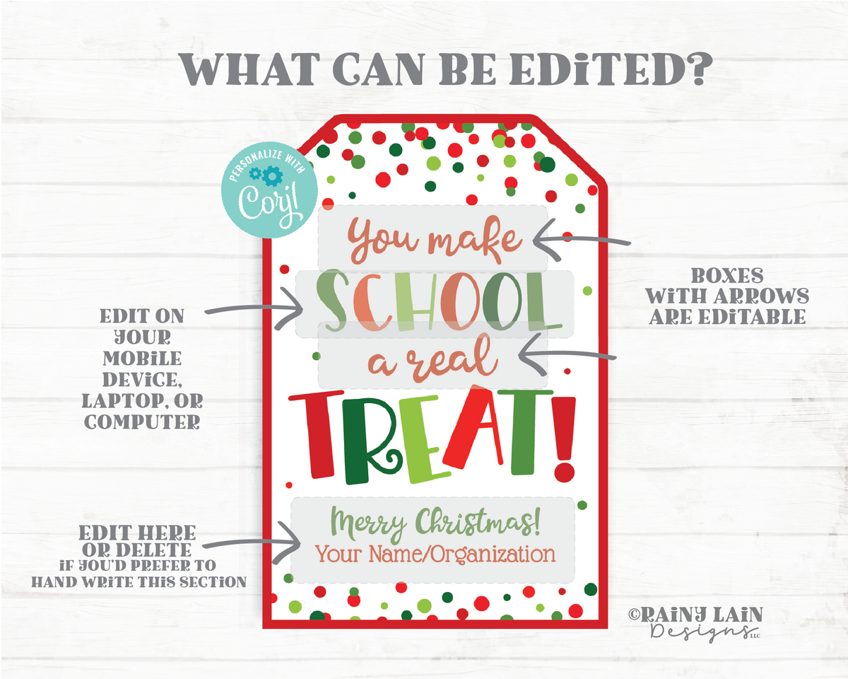 You Make School a Real Treat Holiday Tag Appreciation Christmas Gift S ...