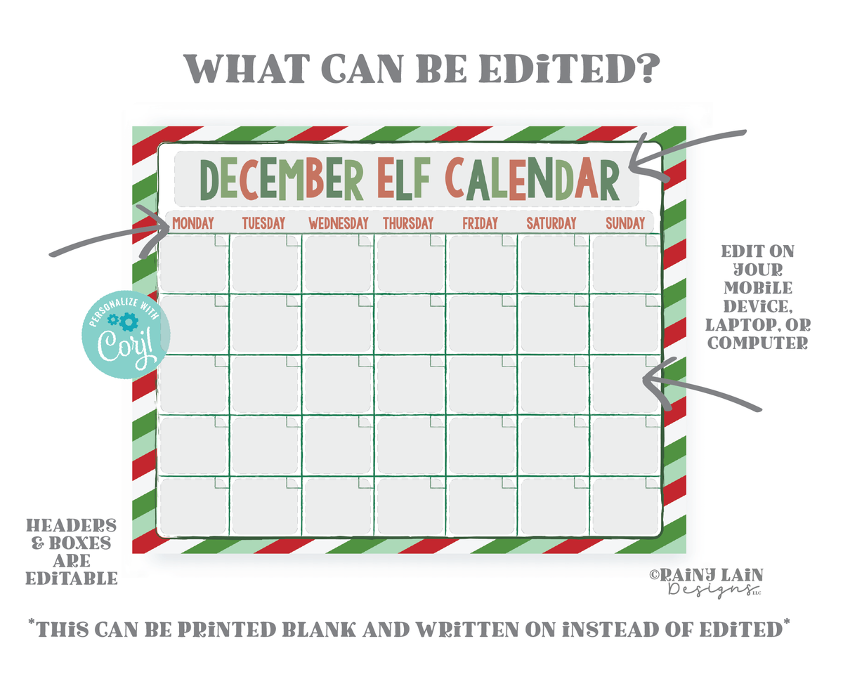 Elf Planner Printable Editable Christmas Elf Ideas Elf Printables Outf ...