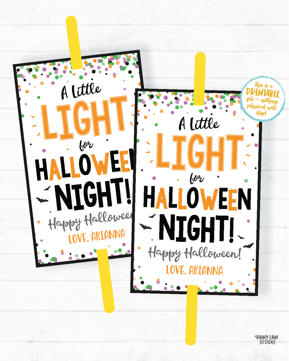 A little Light for Halloween Night Glow Stick Tag, Glow Stick Party Fa ...