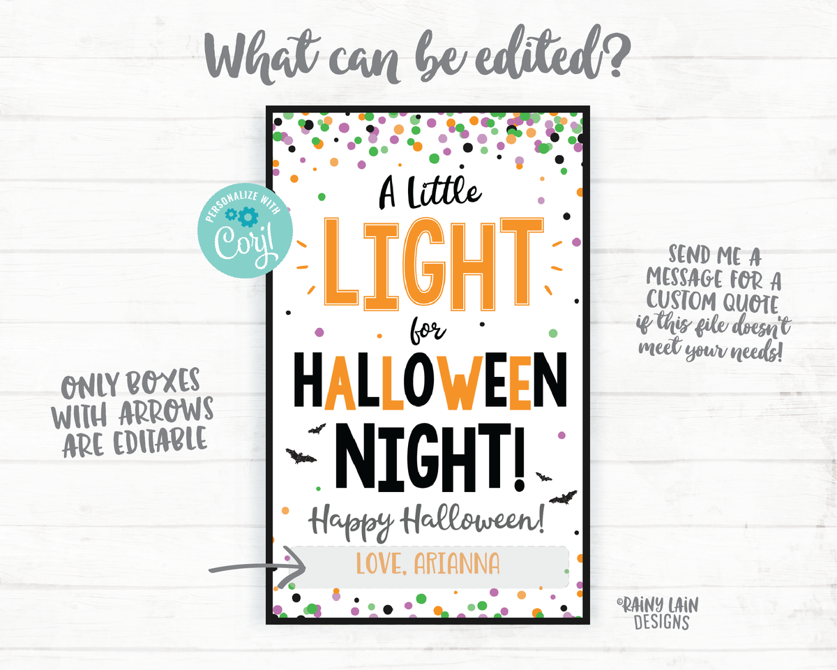 A little Light for Halloween Night Glow Stick Tag, Glow Stick Party Fa ...