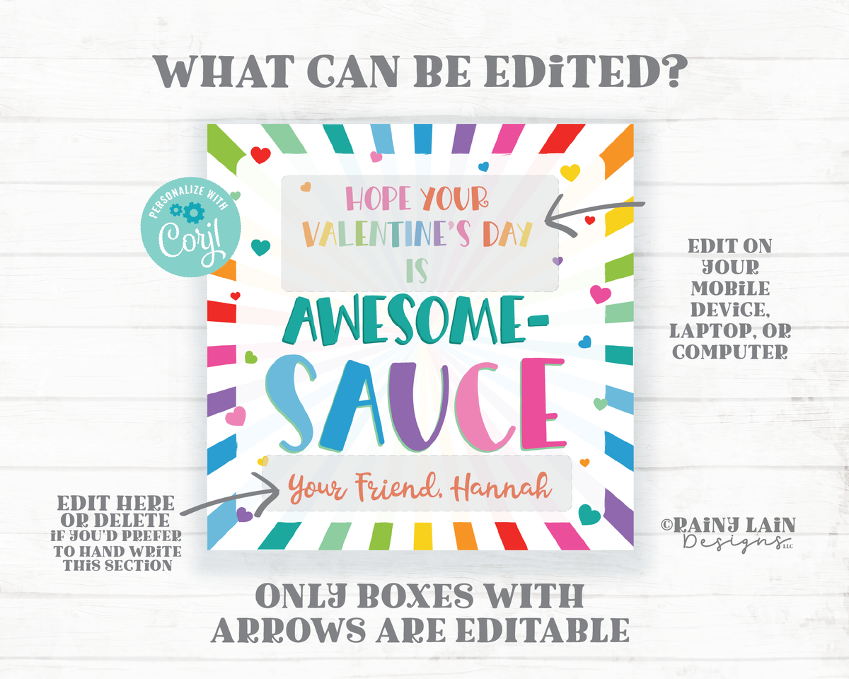 Awesome Sauce Tag Applesauce Valentine Apple Sauce Preschool Classroom ...