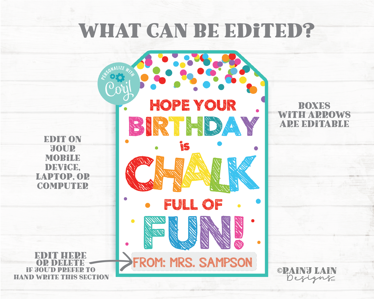 Hope your birthday is chalk full of fun Tag Happy Birthday Tags Chalk ...