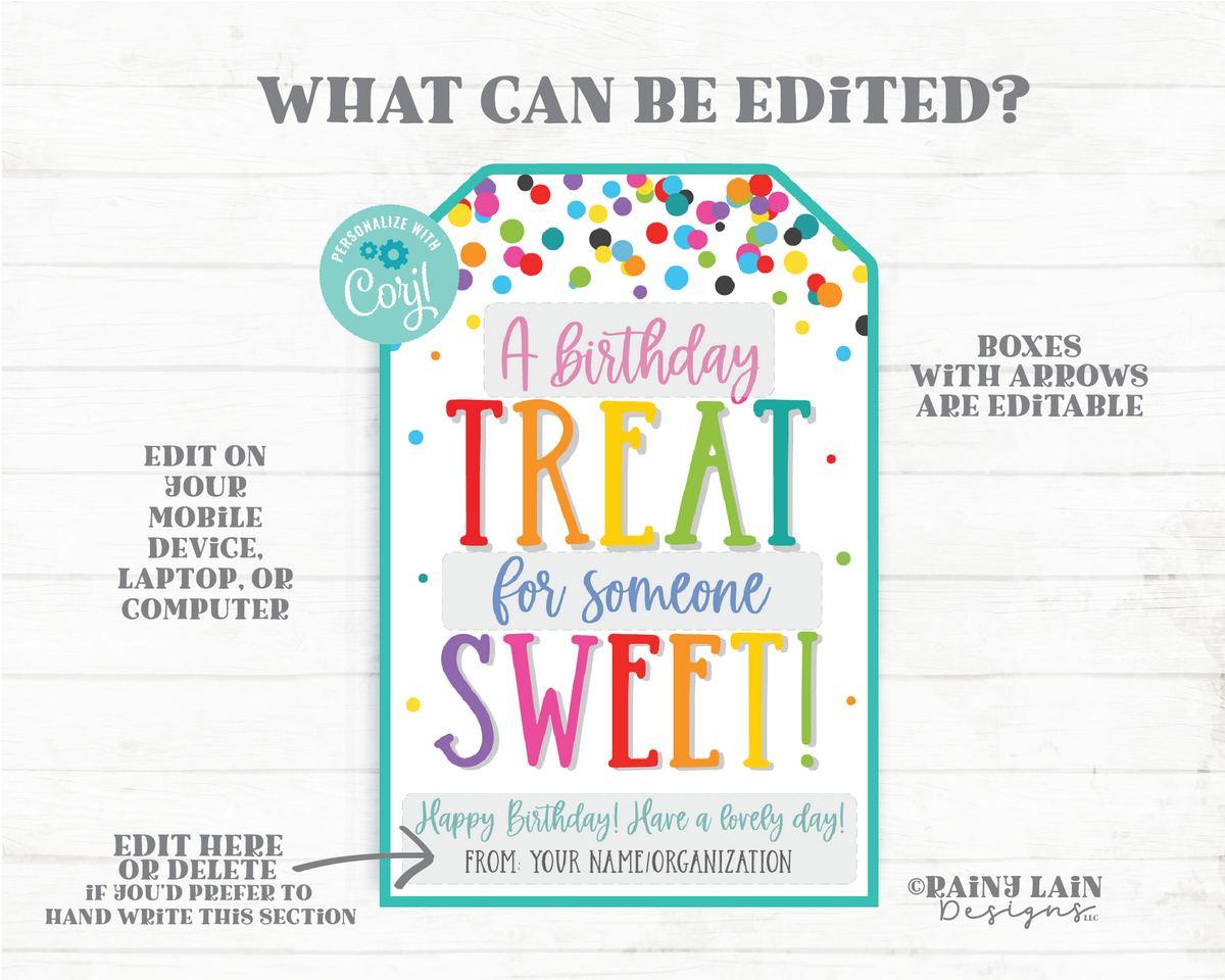 Birthday Treat for Someone Sweet Tag Happy Birthday Gift Employee Frie ...