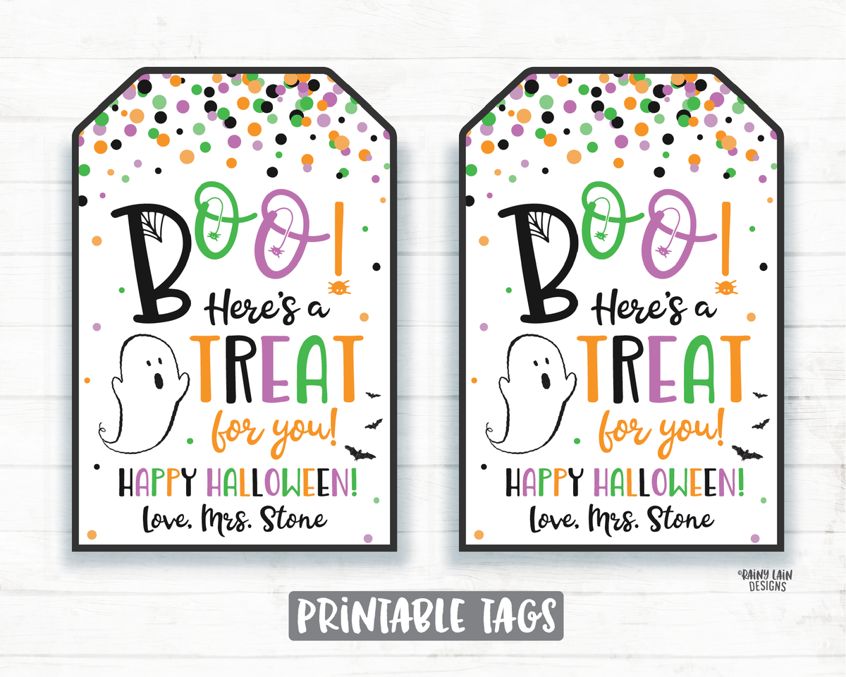 Hey Boo Here's a Treat for you Tags Halloween Printable Halloween Tag ...