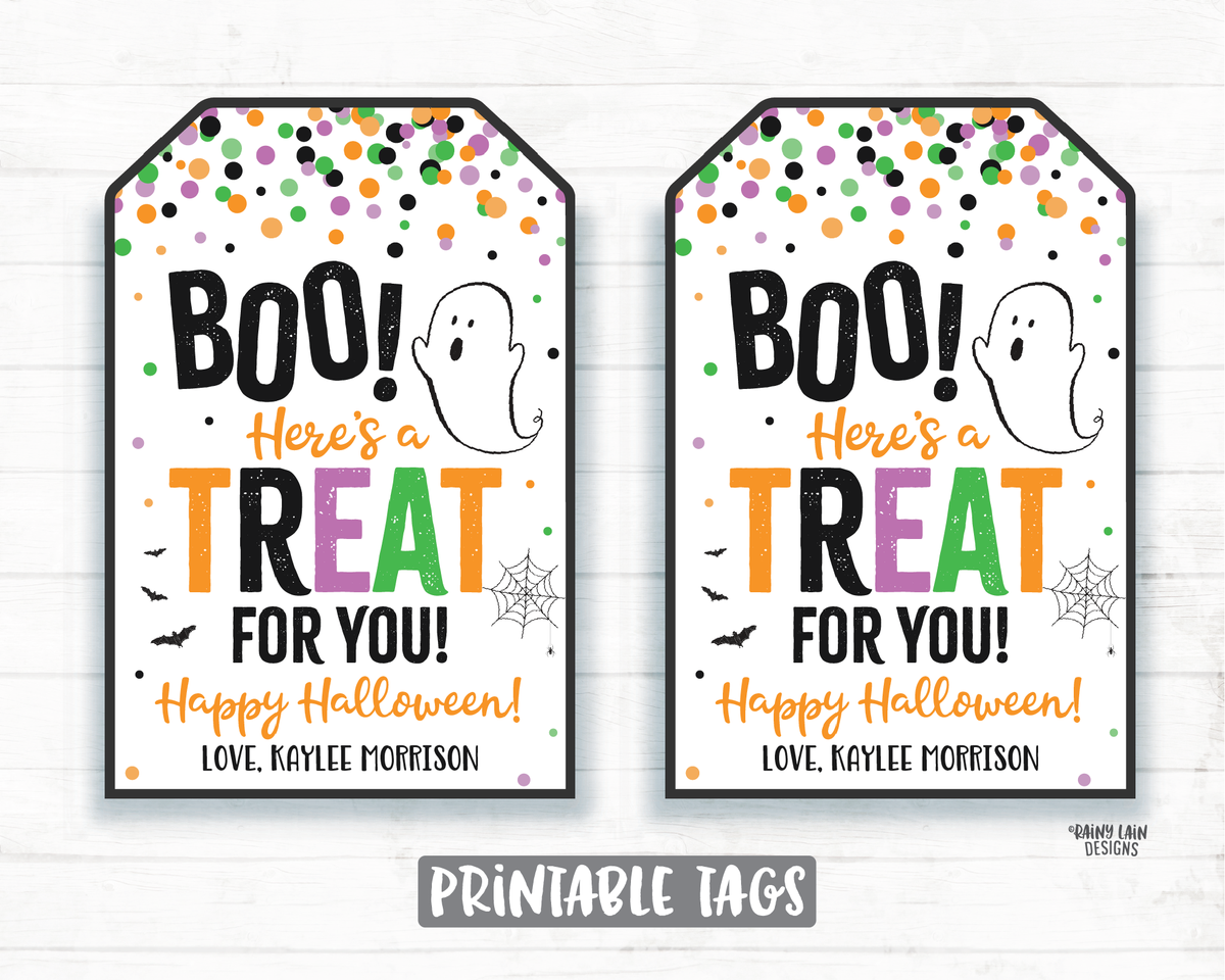 Hey Boo Here's a Treat for you Tags Boo Halloween Printable Halloween ...