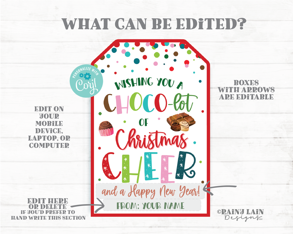 Christmas Chocolate Gift Tag Holiday Choco-lot of Christmas Cheer Empl ...
