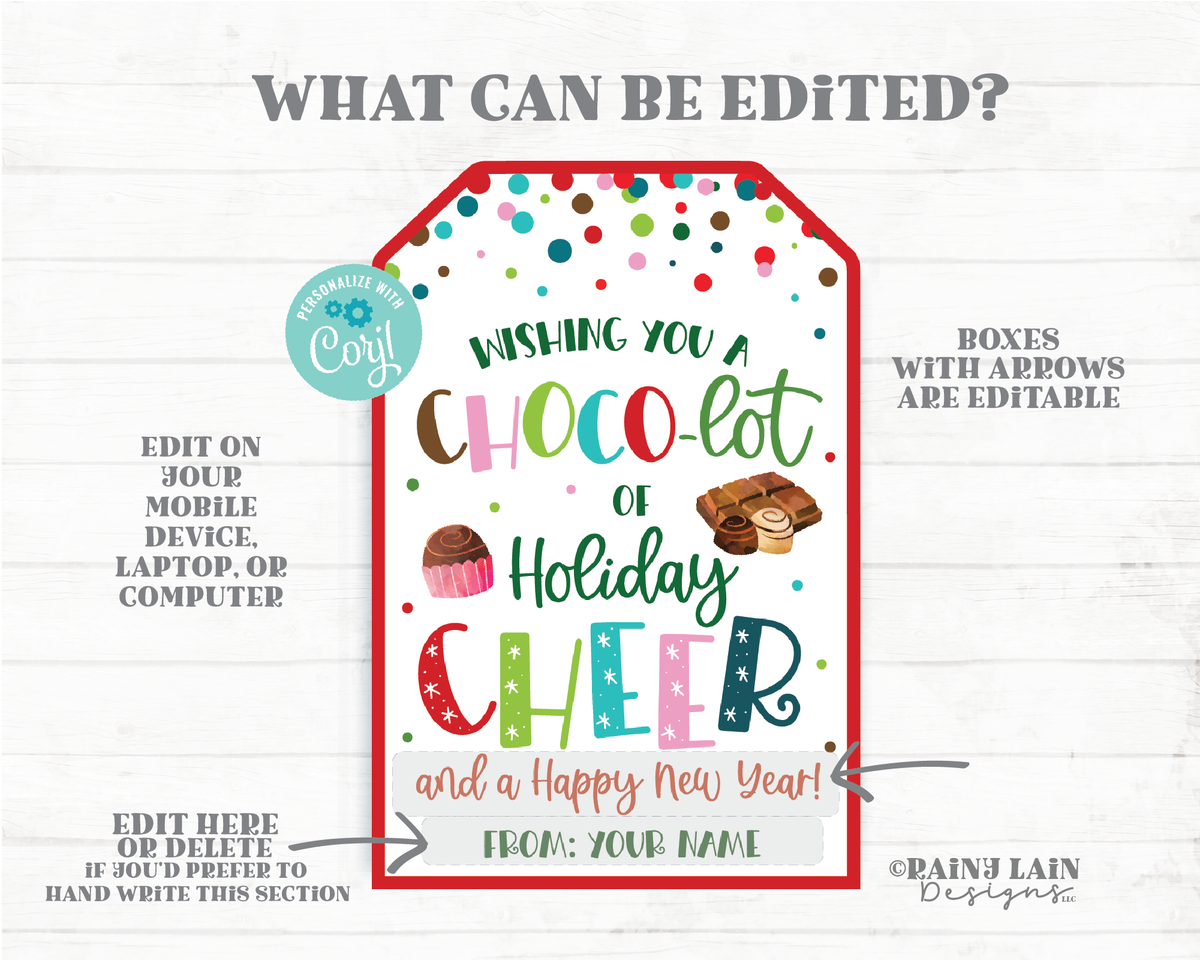 Holiday Chocolate Gift Tag Christmas Choco-lot of Holiday Cheer Employ ...