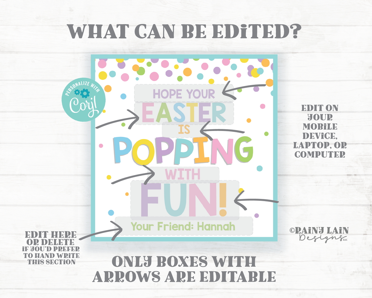 Easter Popping with Fun Tags Popcorn Easter Gift Spring Break Pop Fidg ...