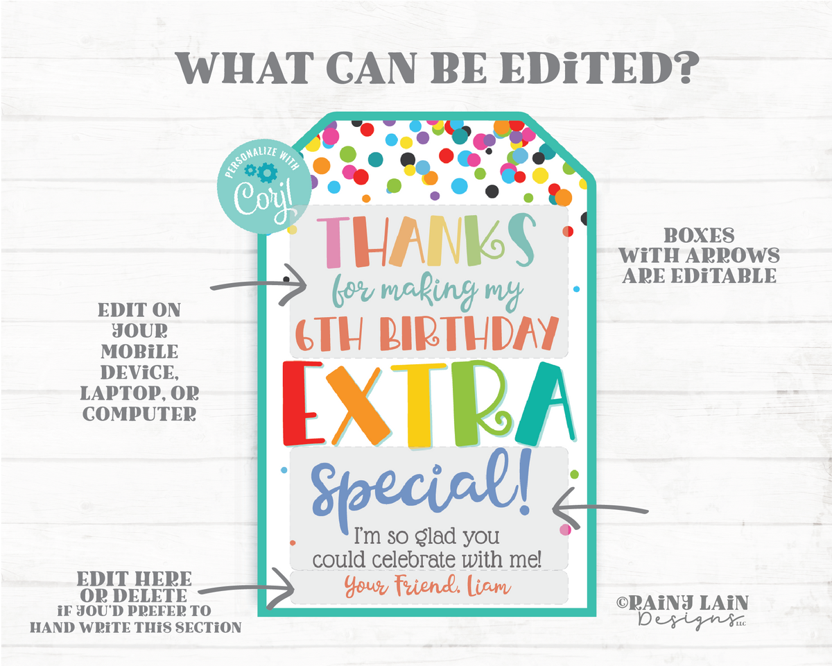 Thanks for Making My Birthday Extra Special Tag Birthday Party Favor T ...