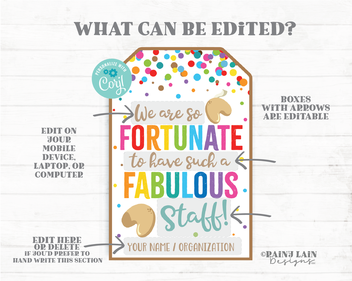 Fortune cookie gift tags We are so fortunate to have staff like you Pr ...