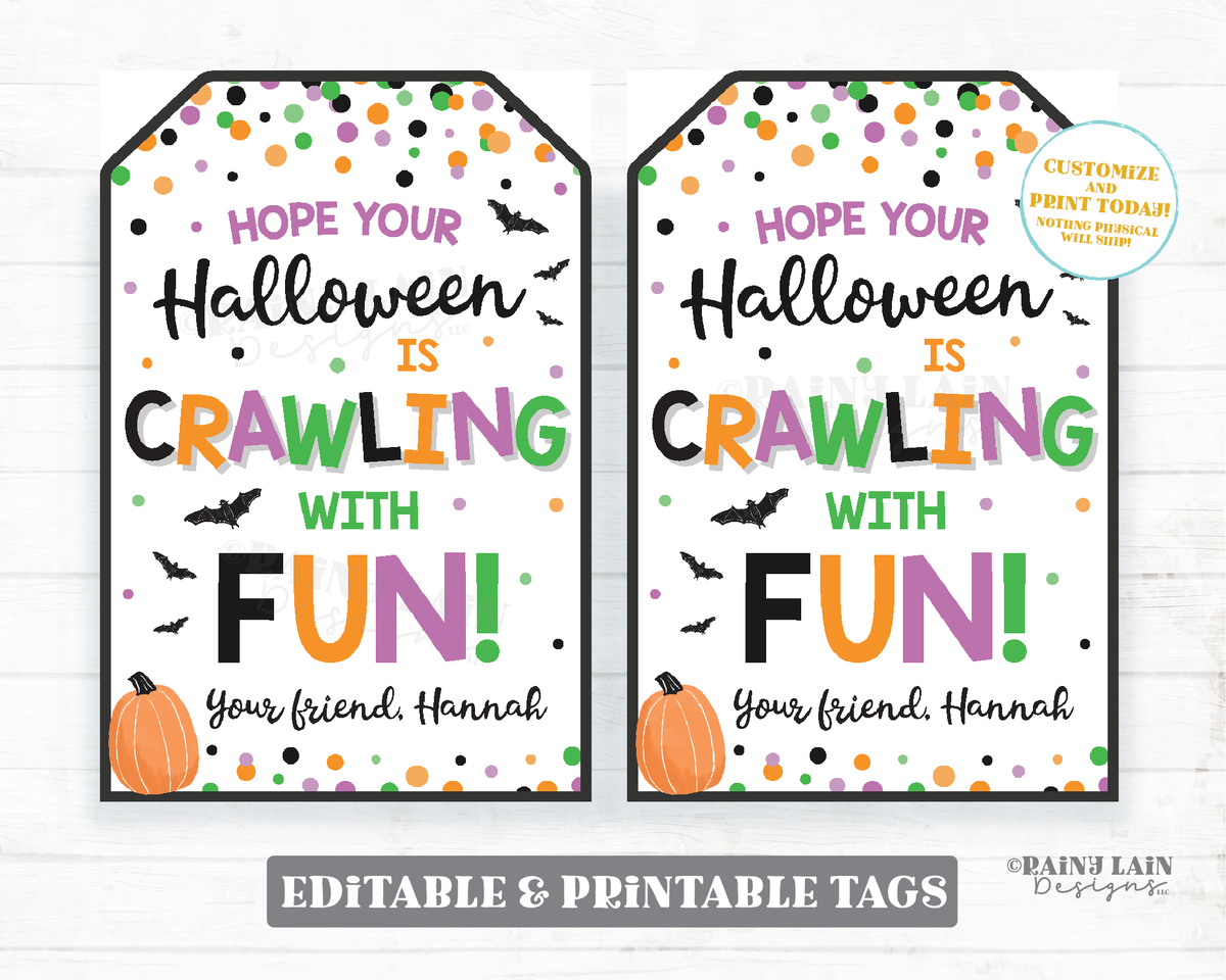 Halloween is Crawling with Fun Tag Halloween Spider Gift Halloween Bug ...