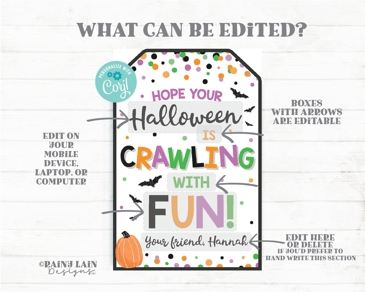 Halloween is Crawling with Fun Tag Halloween Spider Gift Halloween Bug ...