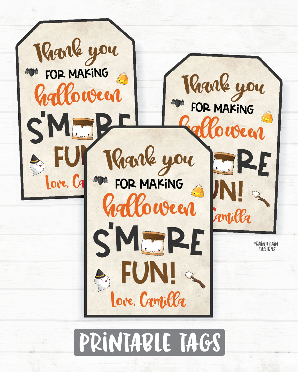 Halloween S'mores Tags S'mores Party Favor Tag S'mores Halloween Hallo ...