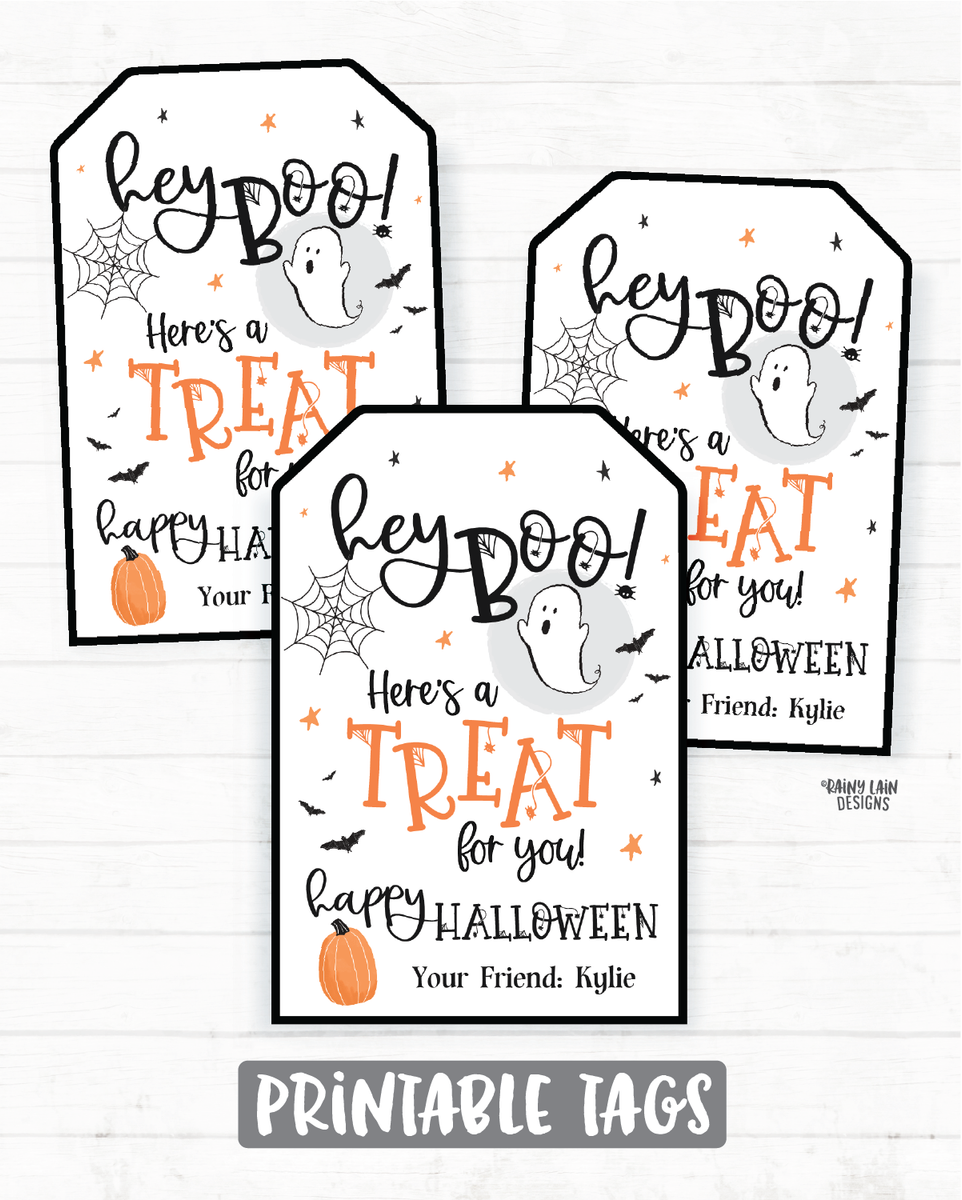 Hey Boo Here's a Treat for you Tags Halloween Printable Halloween Tag ...