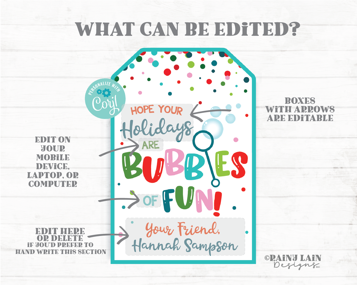 Bubbles of Fun Christmas Tag Hope your Holidays are Bubbles of Fun Fro ...