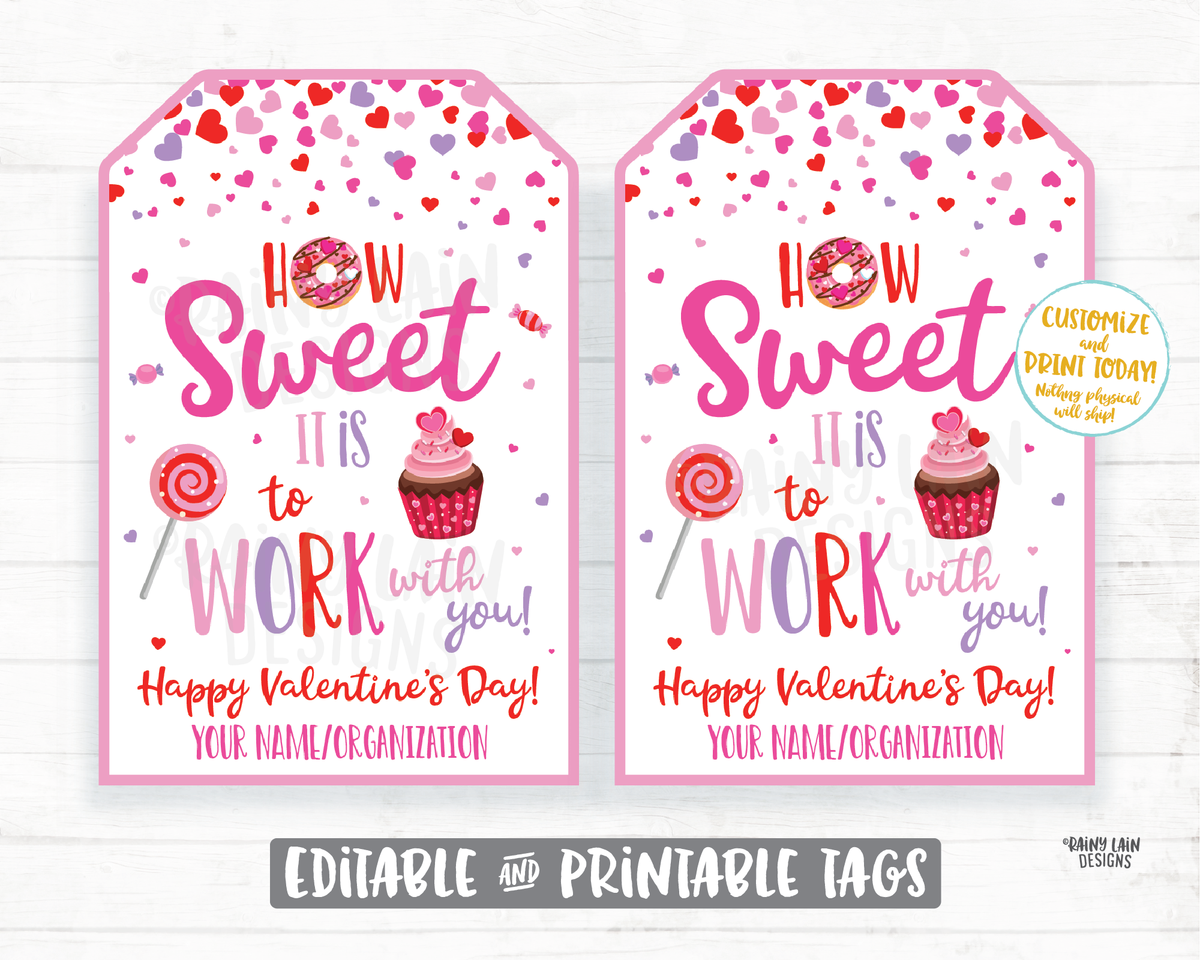 How Sweet it is to Work with you Valentine's Day Gift Tag Staff Apprec ...