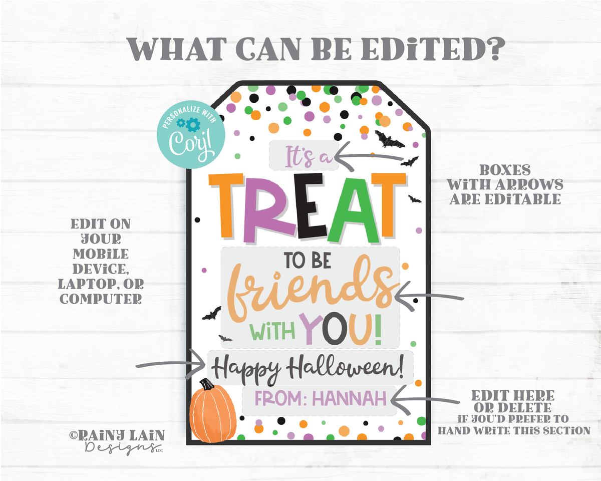 It's a Treat to be friends with you tag Halloween Friend Co-Worker Swe ...