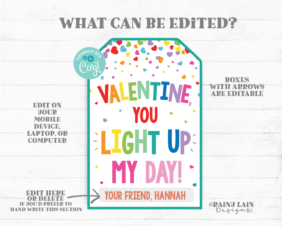 You light up my day Finger lights Valentine Tag Glow Stick Lite bracel ...