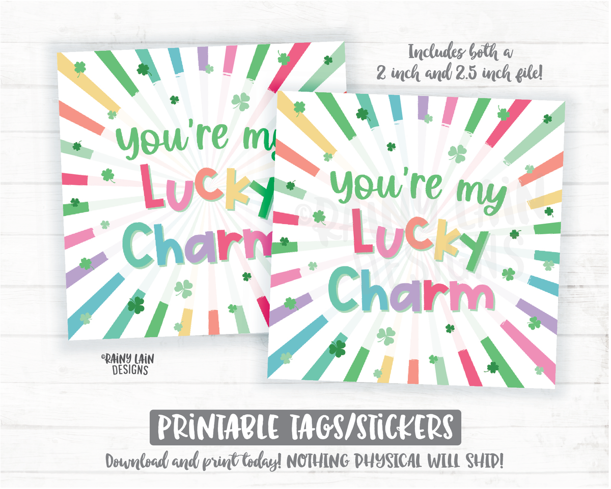 You're My Lucky Charm Tag Square Cookie Tag St Patrick's Day Tag Rainb ...