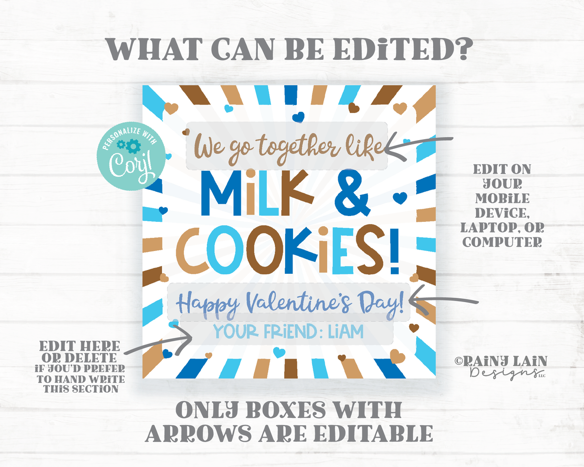 We go together like Milk and Cookies Valentine's Day Tag Cookie Valent ...