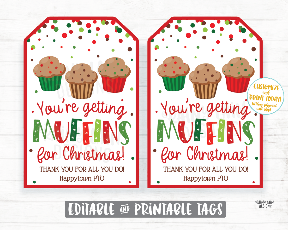 You're Getting Muffin for Christmas Tags Christmas Gift Tag Homemade M ...
